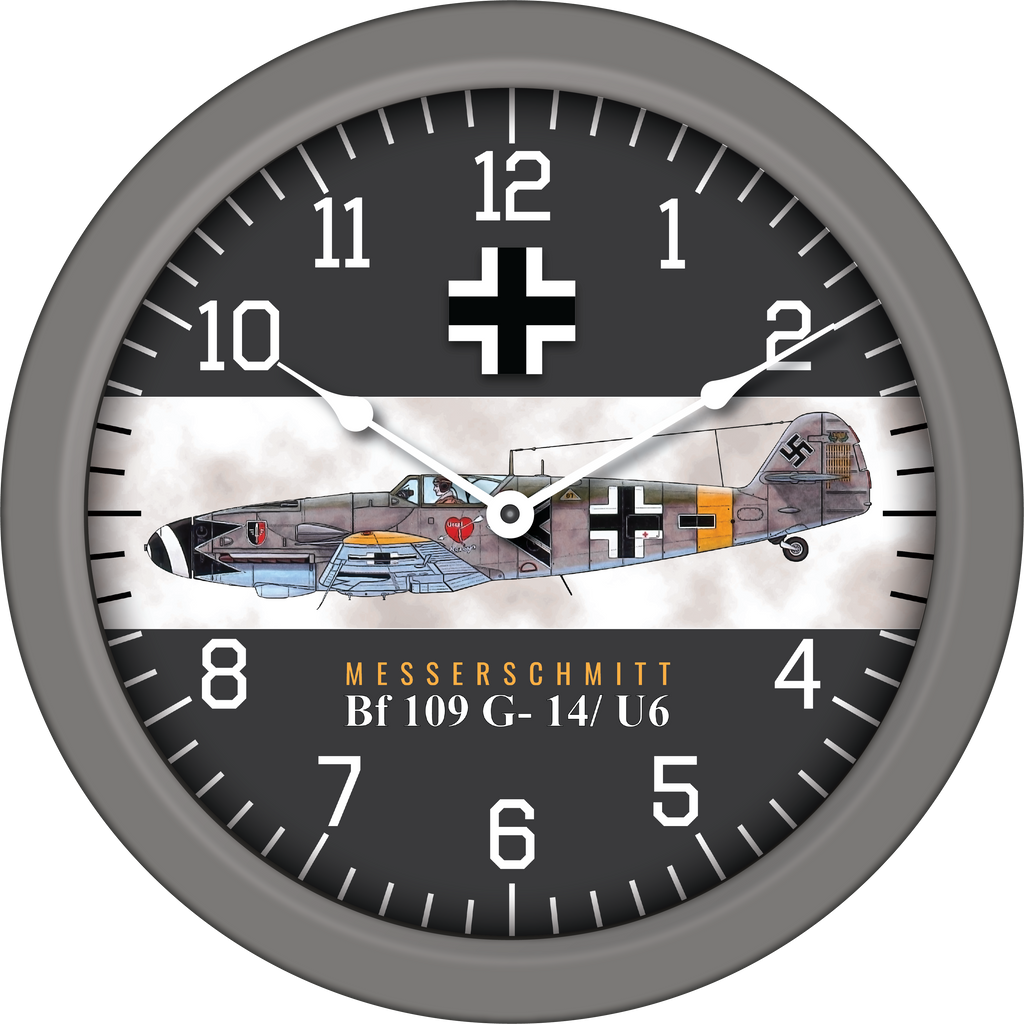 14" WWII Aircraft Wall Clock - Messerschmitt Bf 109 G-14/I6 – Trintec ...